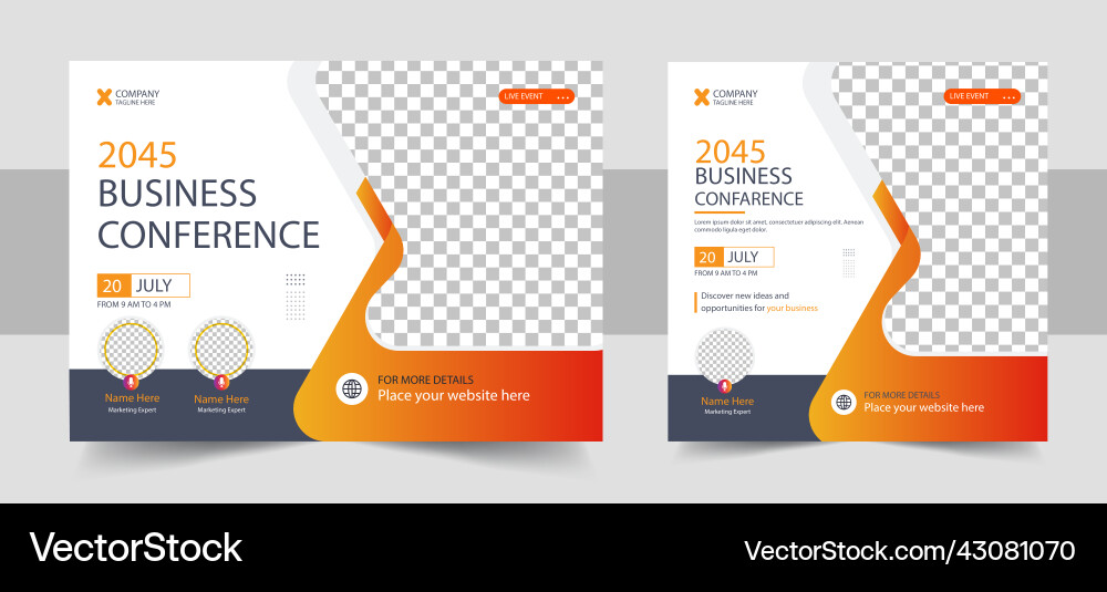 Conference flyer with social media post Royalty Free Vector