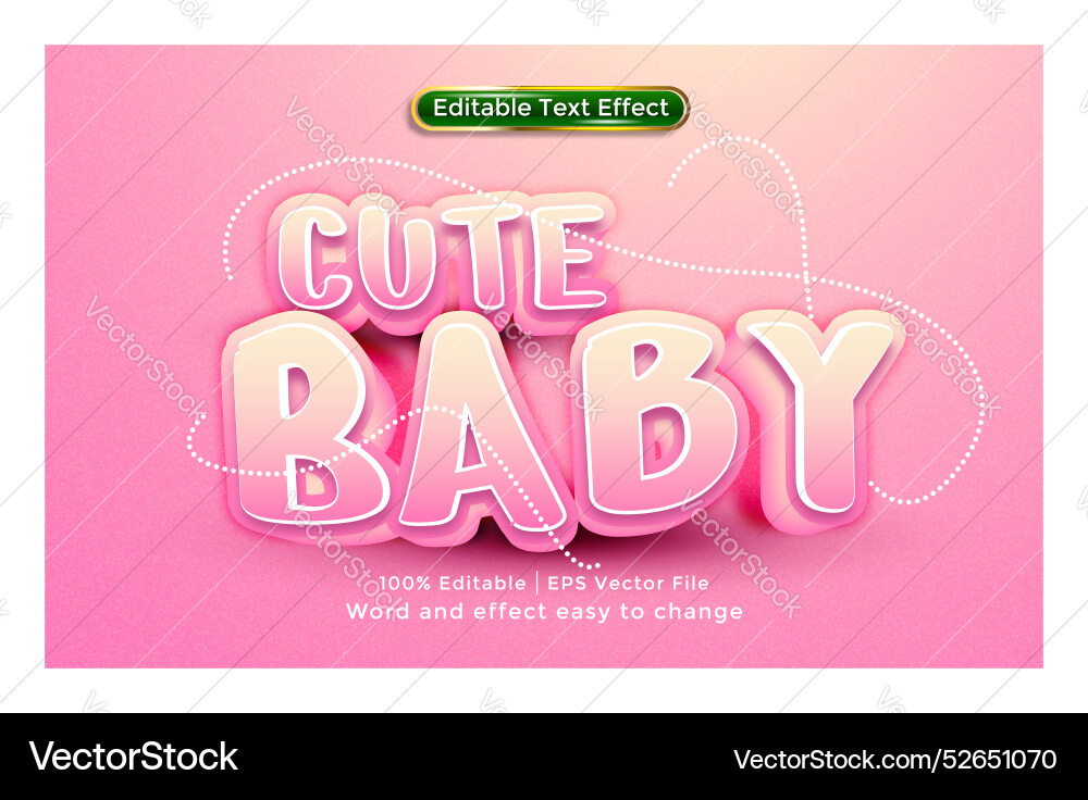 Cute baby text editable effect Royalty Free Vector Image