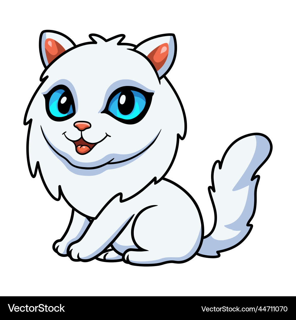 Cute persian cat cartoon sitting Royalty Free Vector Image