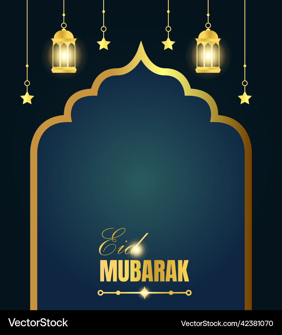 Golden eid mubarak banner and poster template Vector Image