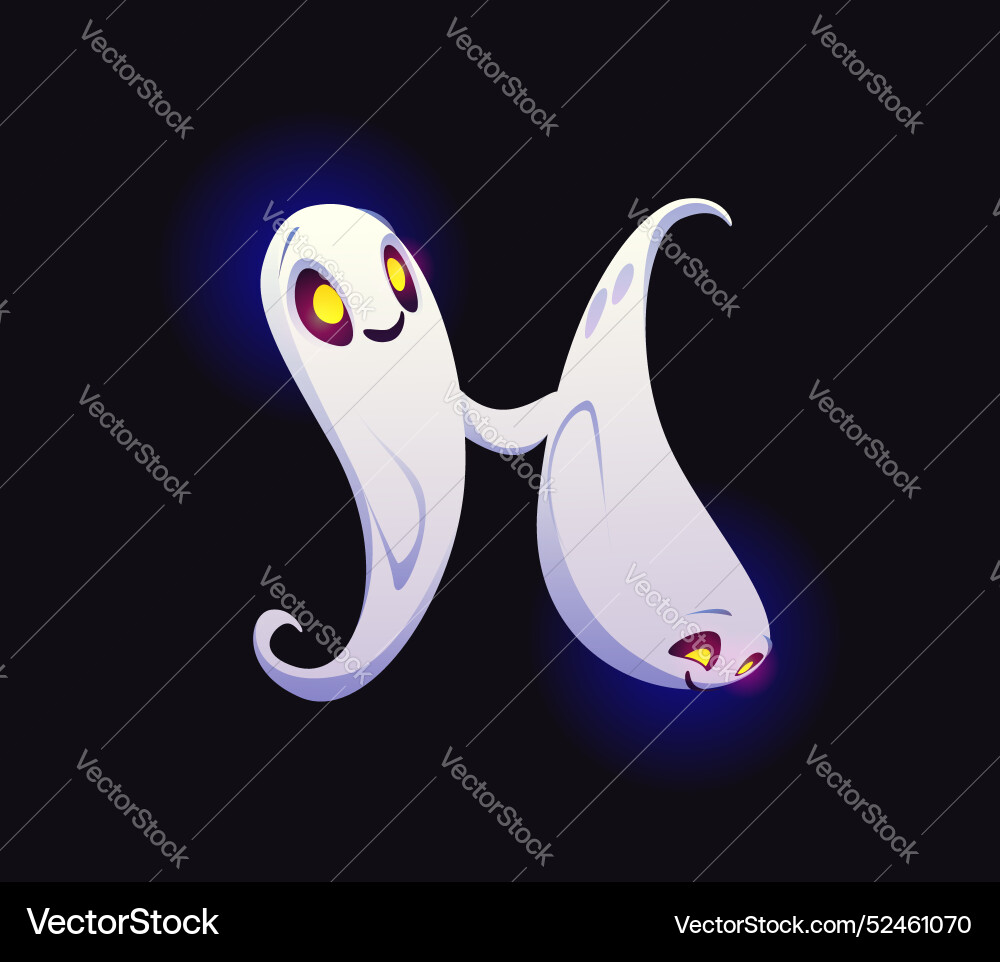 Letter h halloween ghost font monster alphabet Vector Image