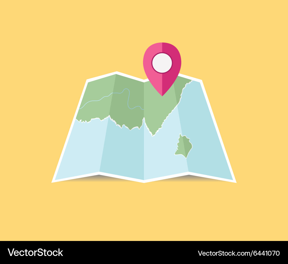 Map with pin Royalty Free Vector Image - VectorStock