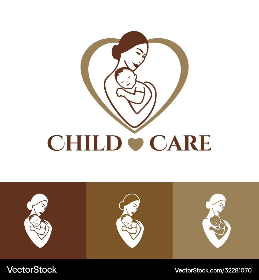 Mom And Child Logo Mom And Baby Logo Identity Vector Illustration