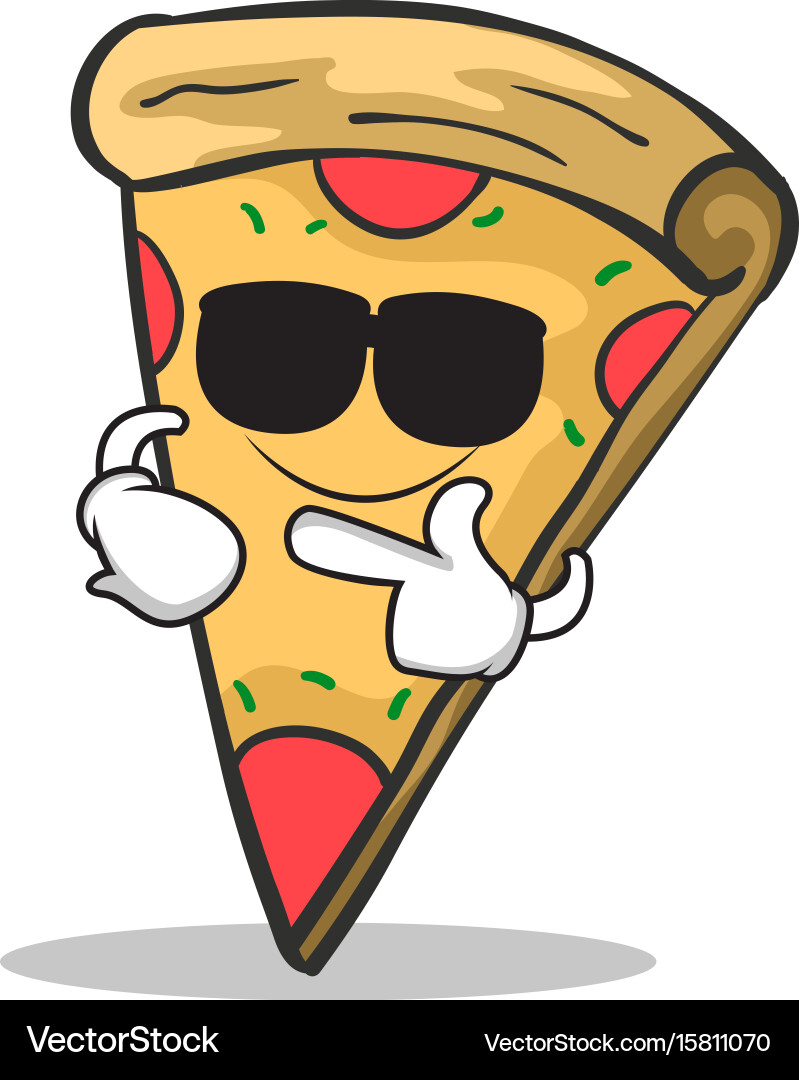 Super cool pizza character cartoon Royalty Free Vector Image