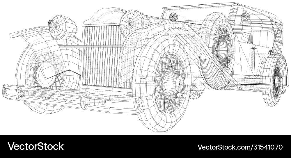 Wire-frame isolated classic car Royalty Free Vector Image