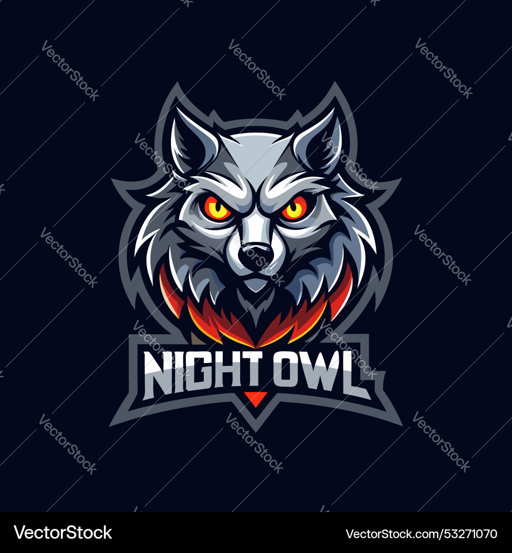 Wolf mascot logo icon design with text nighthowl Vector Image