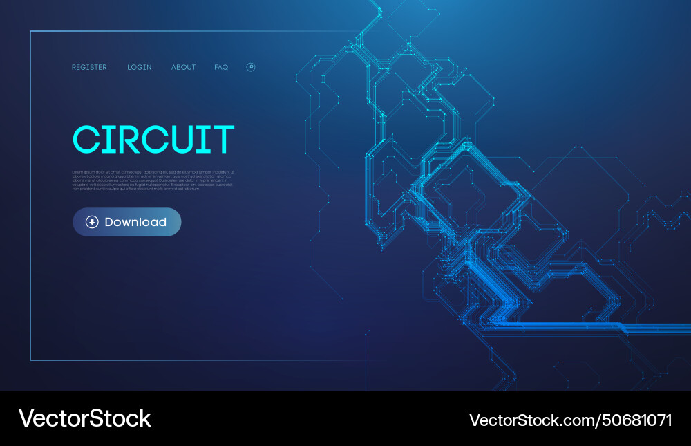 Blue and purple circuit graphic for technology Vector Image