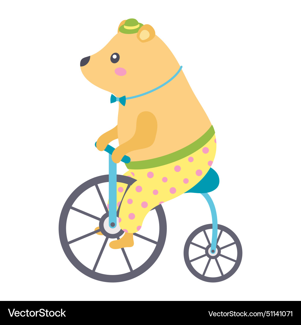 Circus bear on bicycle Royalty Free Vector Image