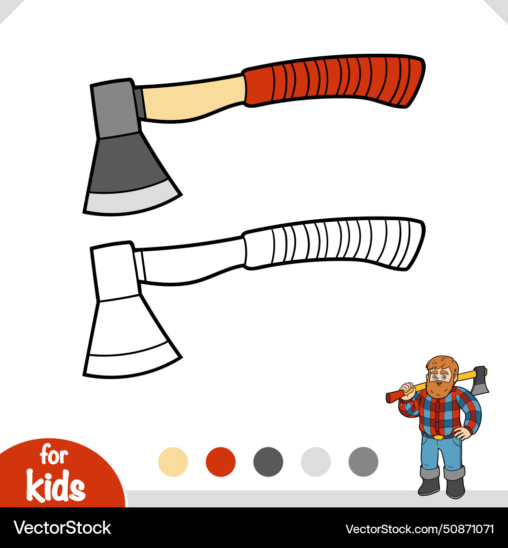 Coloring book for kids ax Royalty Free Vector Image