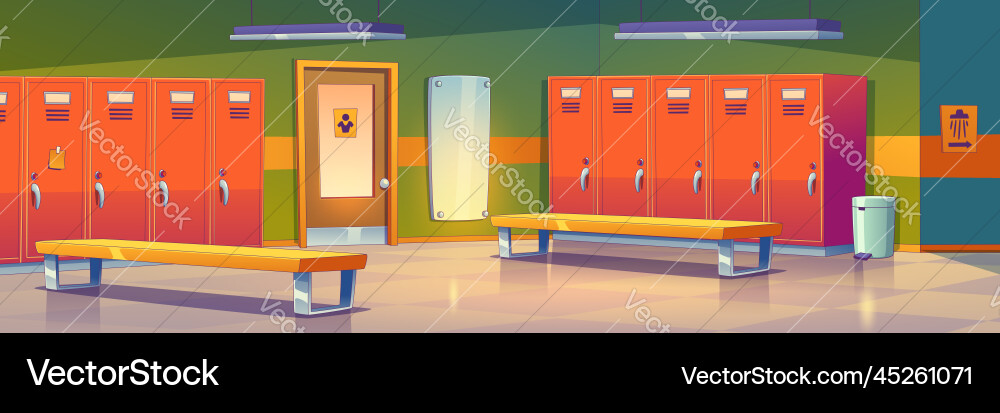 Empty dressing room background with metal lockers Vector Image