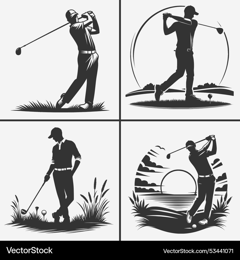 Golf playing svg silhouette bundle file Royalty Free Vector