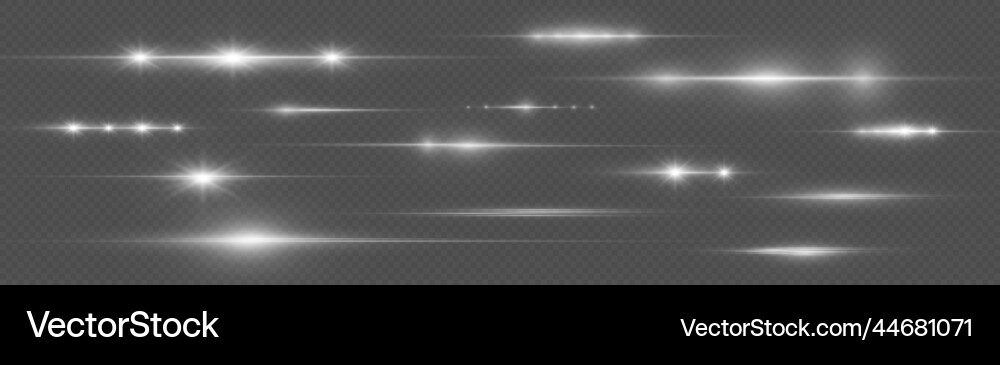 Horizontal line light white laser beams spark star