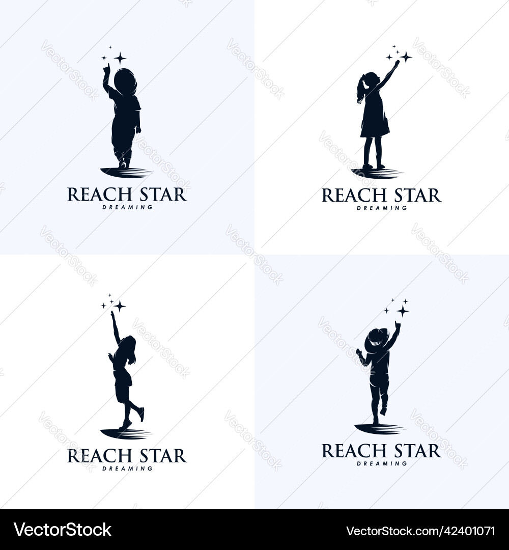 Reaching stars logo design template Royalty Free Vector
