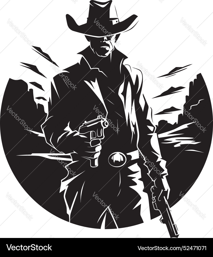 Rustler wrangler cowboy logo icon desert duelist Vector Image