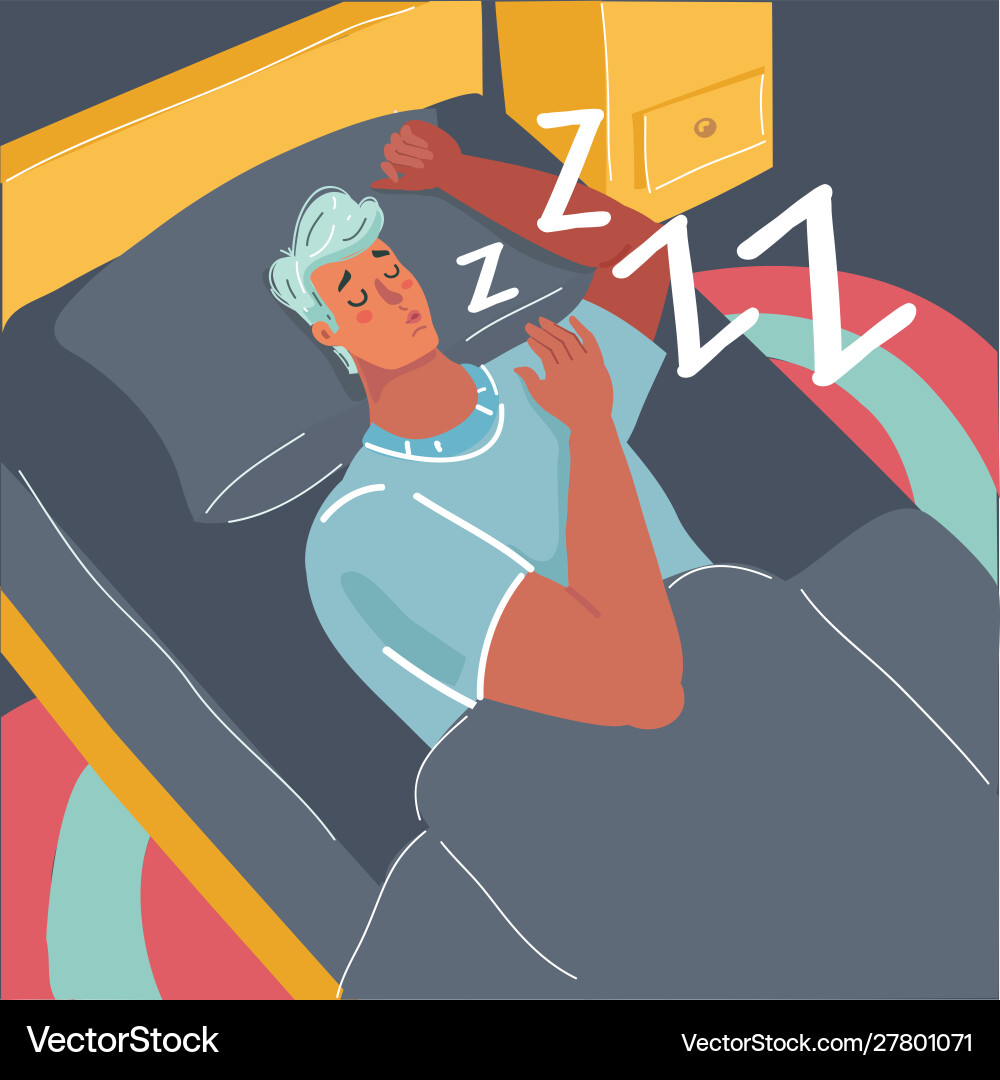 Sleeping man in bed Royalty Free Vector Image - VectorStock