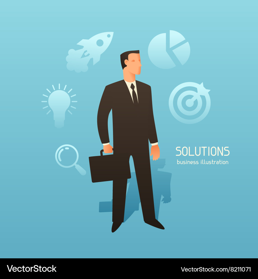 Solution business conceptual Royalty Free Vector Image