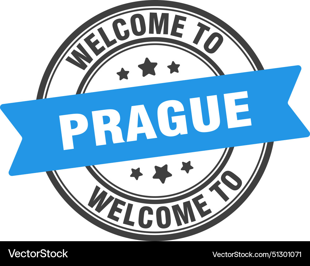 Welcome to prague stamp round sign Royalty Free Vector Image