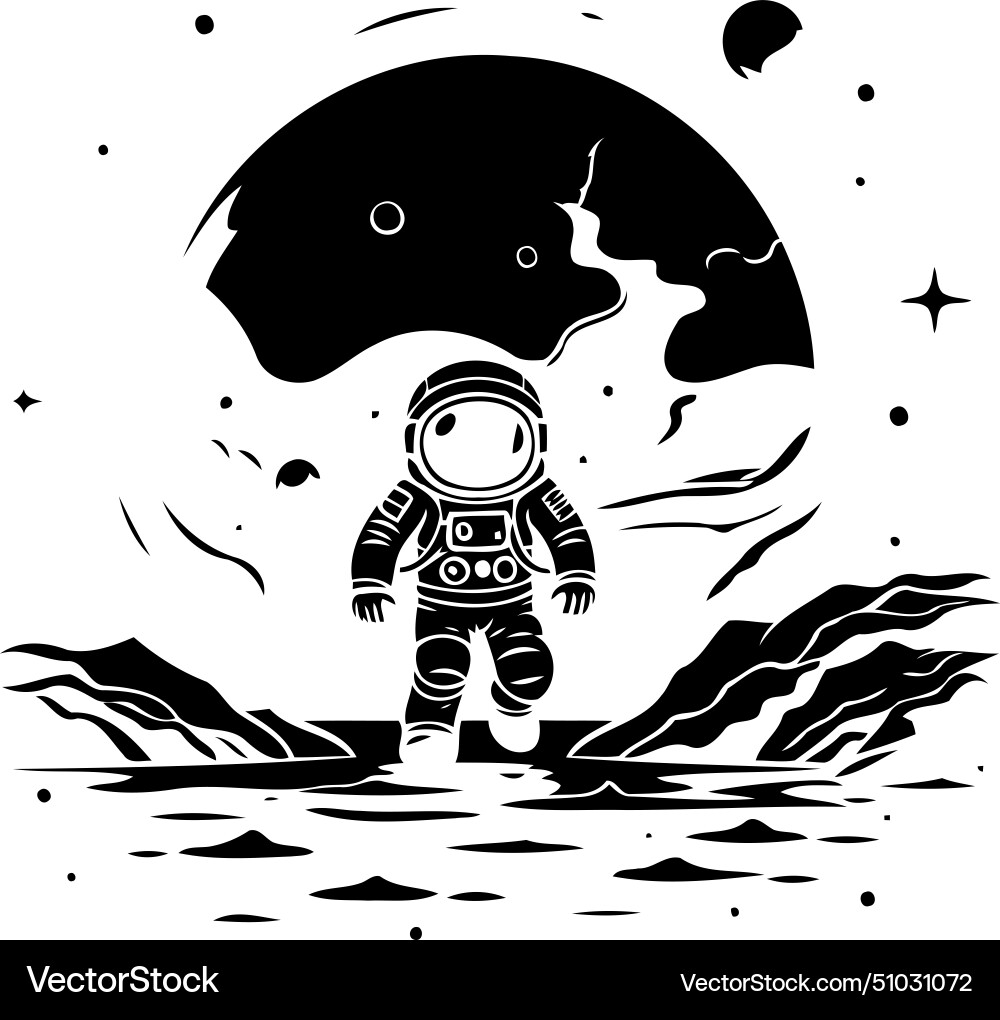 Astronaut on the moon in space Royalty Free Vector Image