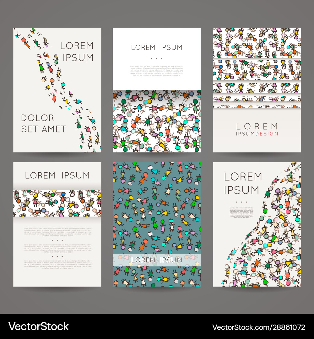 Doodle colorful hand drawn abstract cards Vector Image