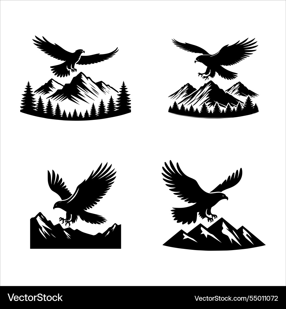 Eagles soaring above majestic mountain Royalty Free Vector