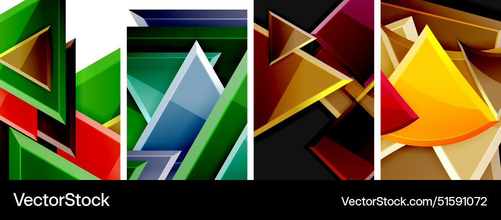 Glossy triangles geometric poster set Royalty Free Vector