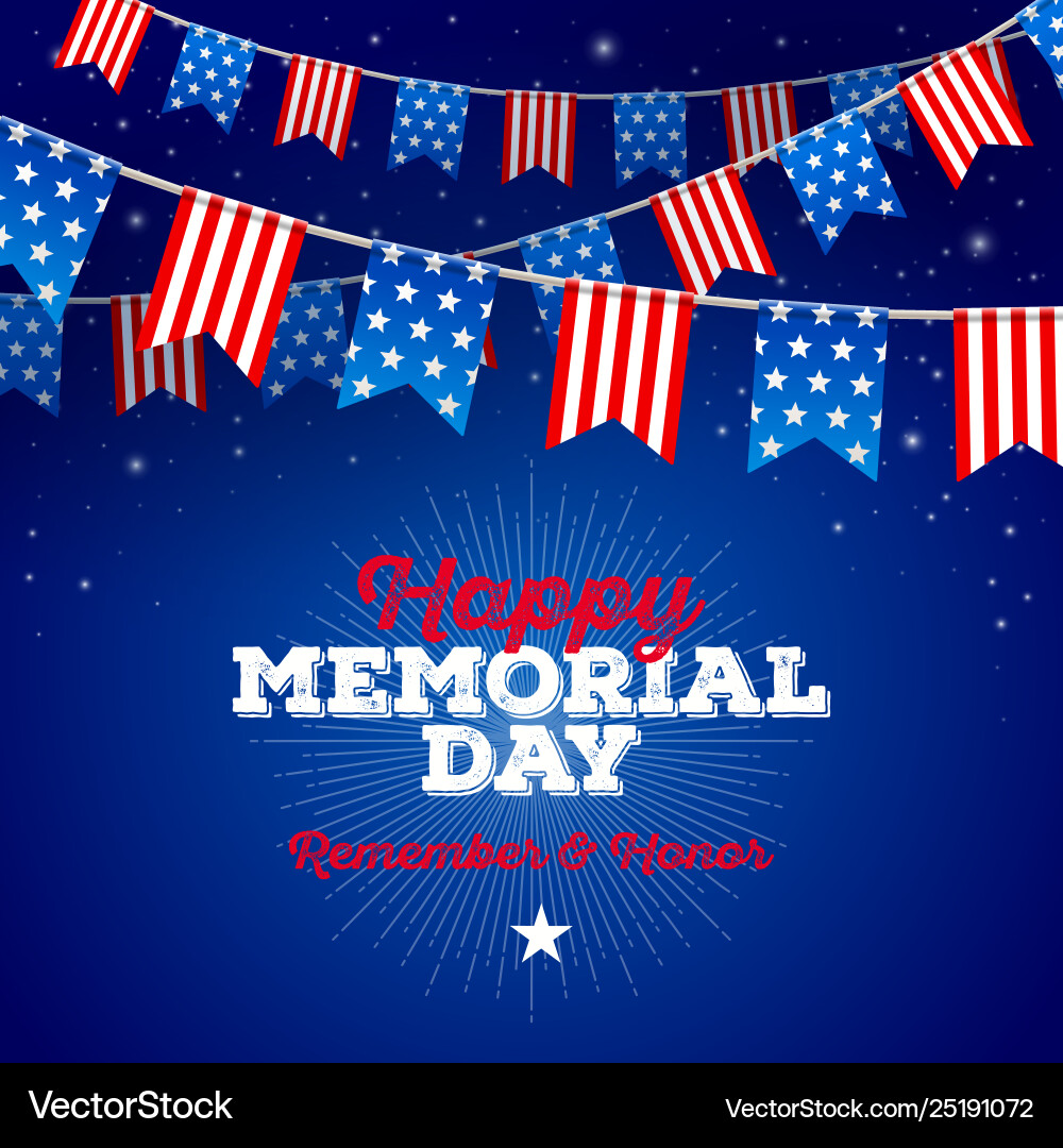 Happy memorial day type design Royalty Free Vector Image