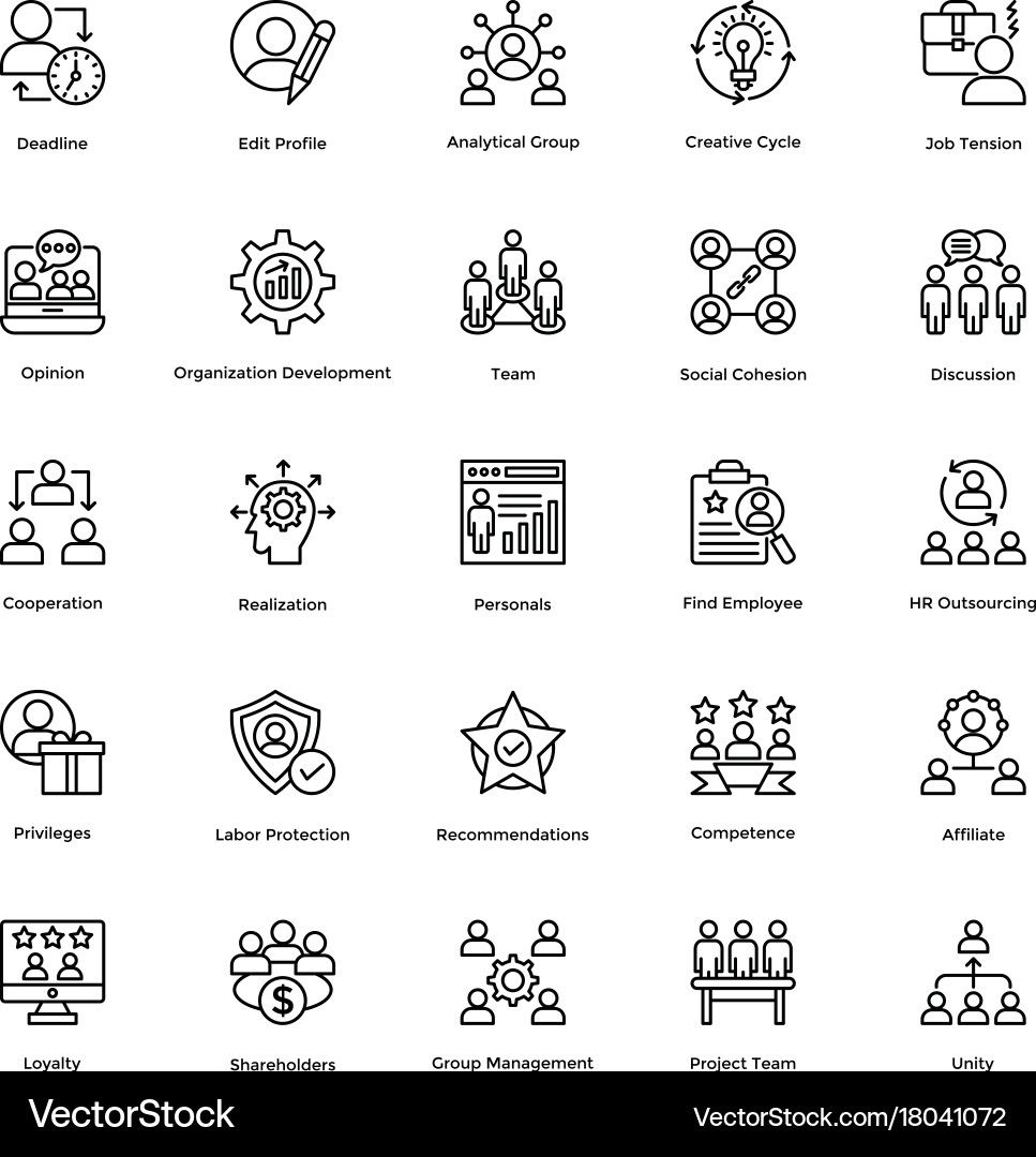 Project Management Line Icons Royalty Free Vector Image