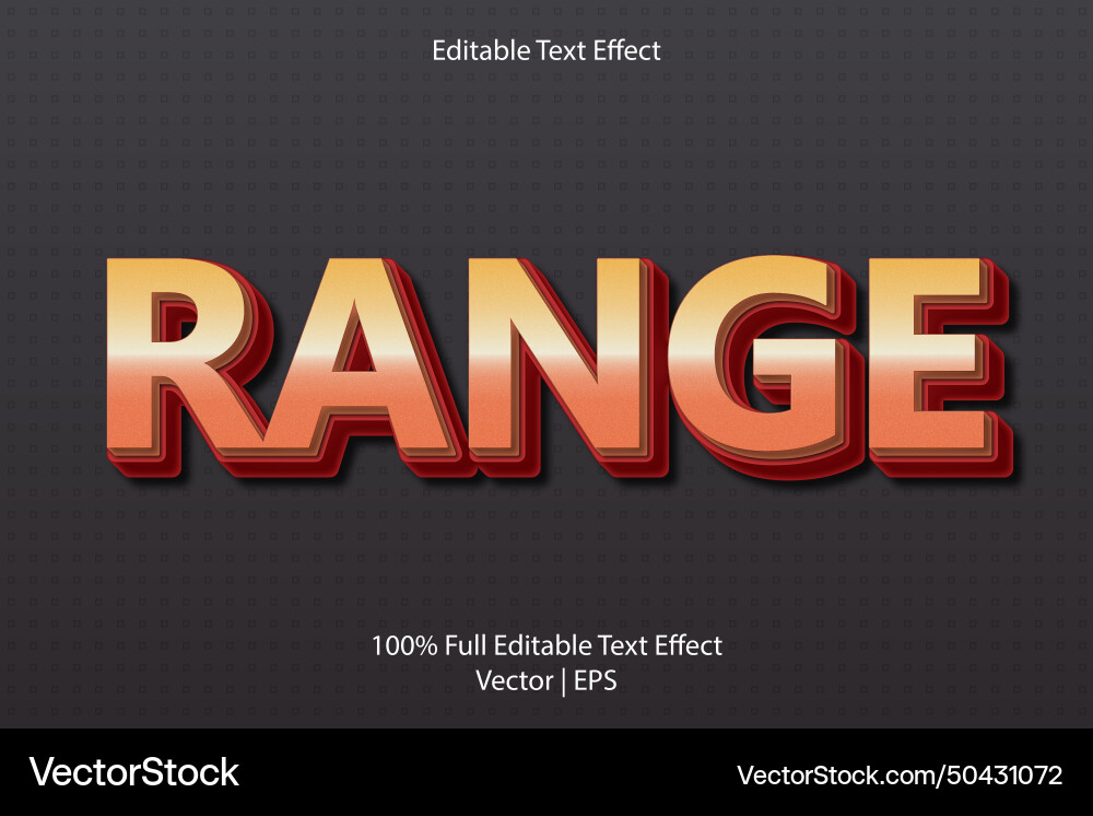 Range editable text effect cartoon style Vector Image
