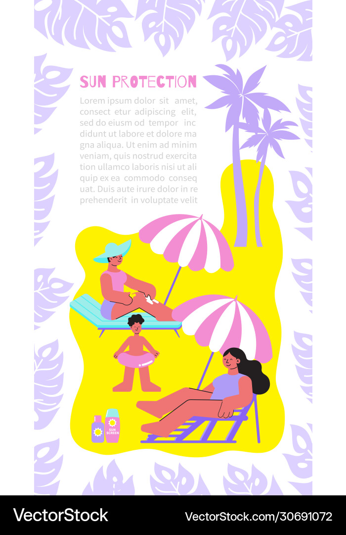 Sun protection vertical banner Royalty Free Vector Image