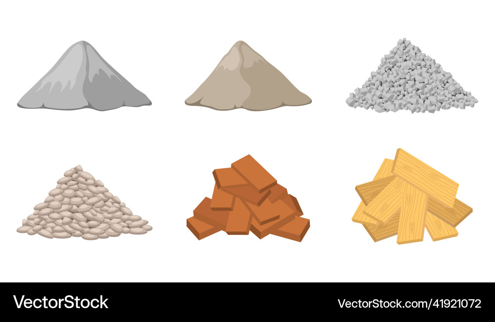 Various building material piles cartoon set Vector Image