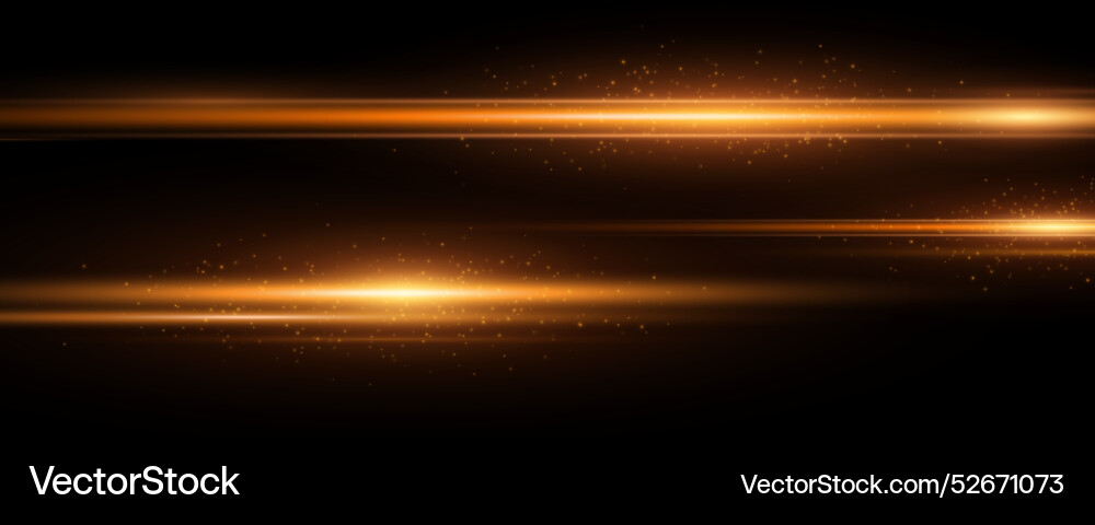 Abstract horizontal golden lens flare with flying Vector Image