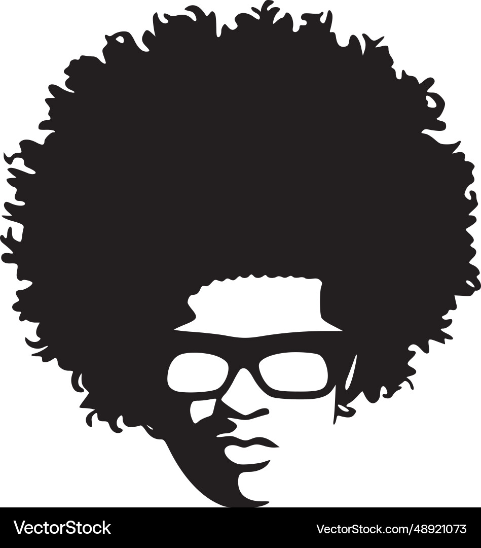 Afro Hair Icon - Black & White Royalty Free Vector Image