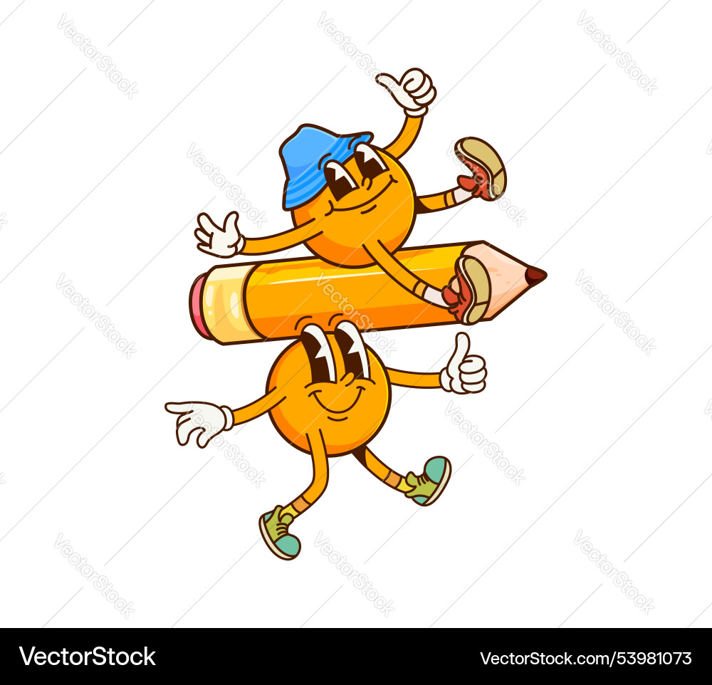 Cartoon math division symbol groovy characters Vector Image