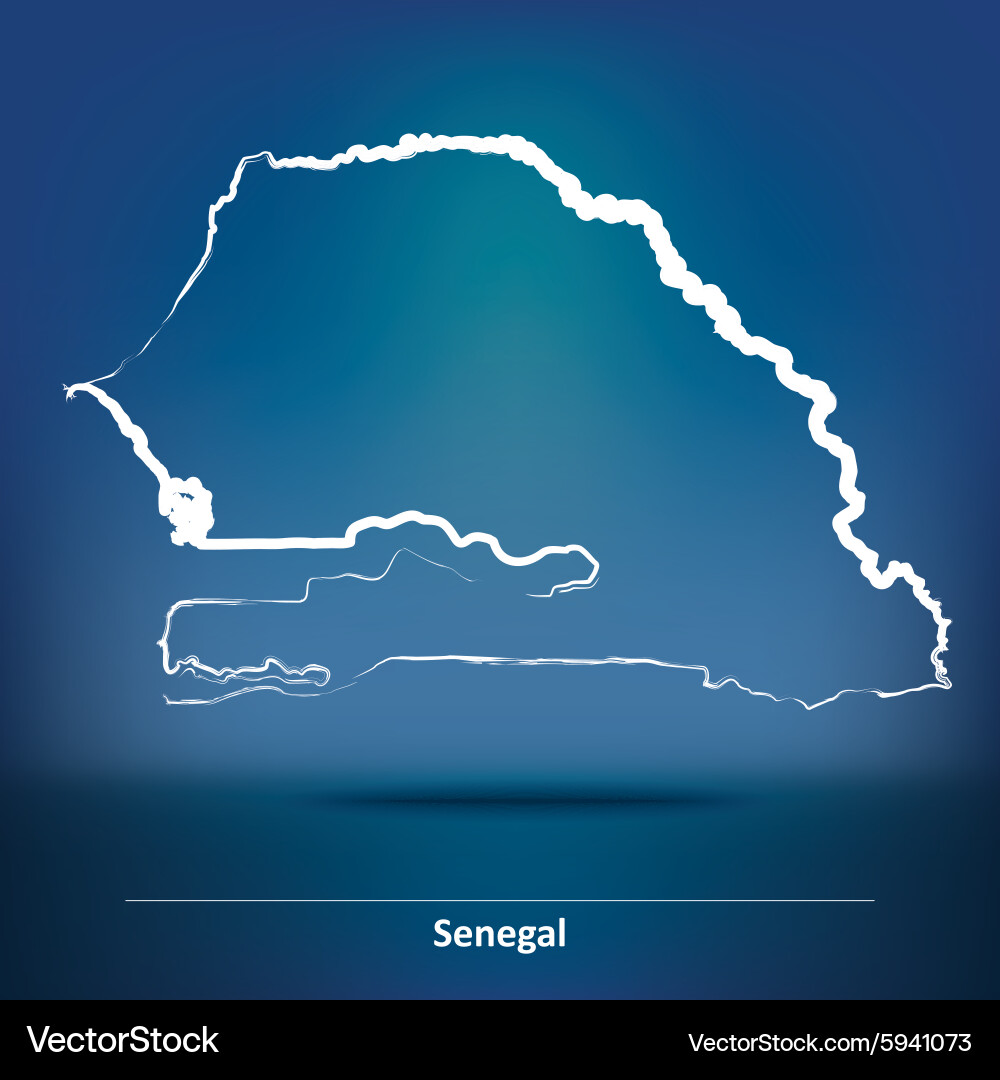 Doodle map of senegal Royalty Free Vector Image