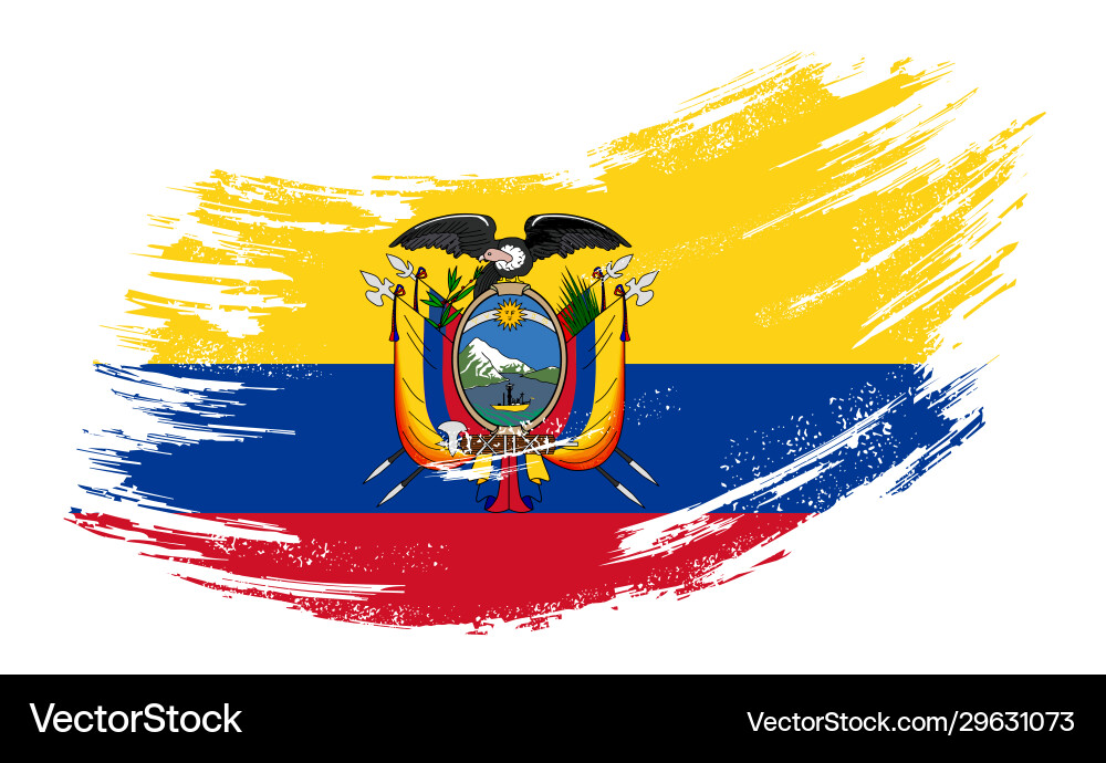 Ecuadorian flag grunge brush background Royalty Free Vector