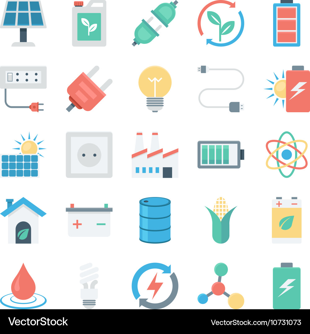 Energy Power Icons Set Royalty Free Vector Image
