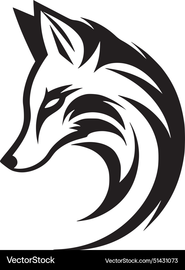 Fox - black and white Royalty Free Vector Image