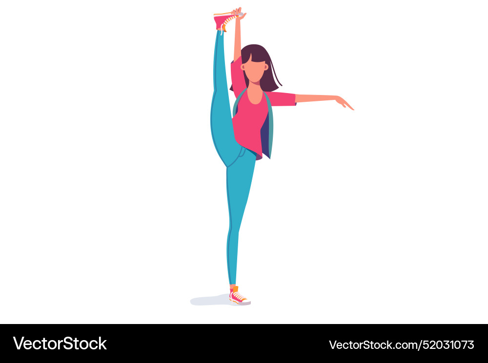 Girl performing high kick Royalty Free Vector Image