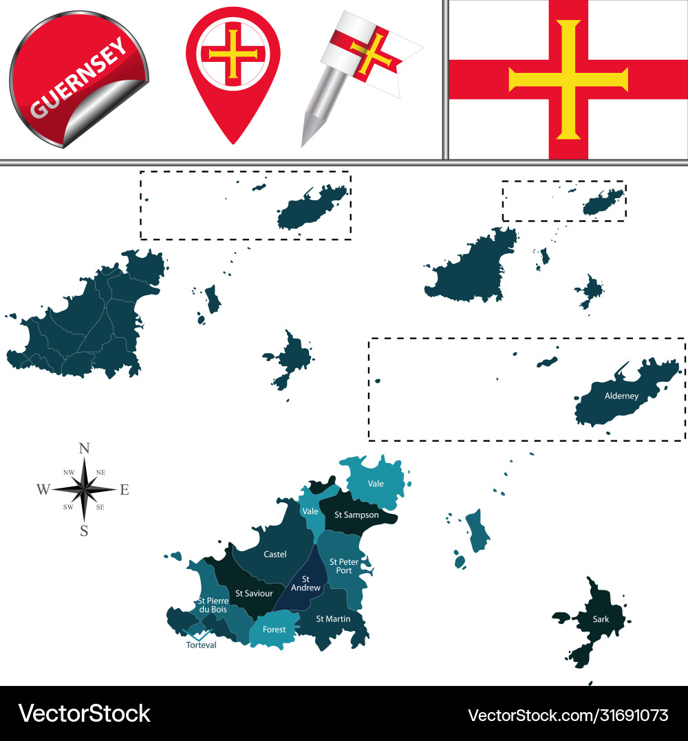 Guernsey Parish Map Royalty Free Vector Image - VectorStock