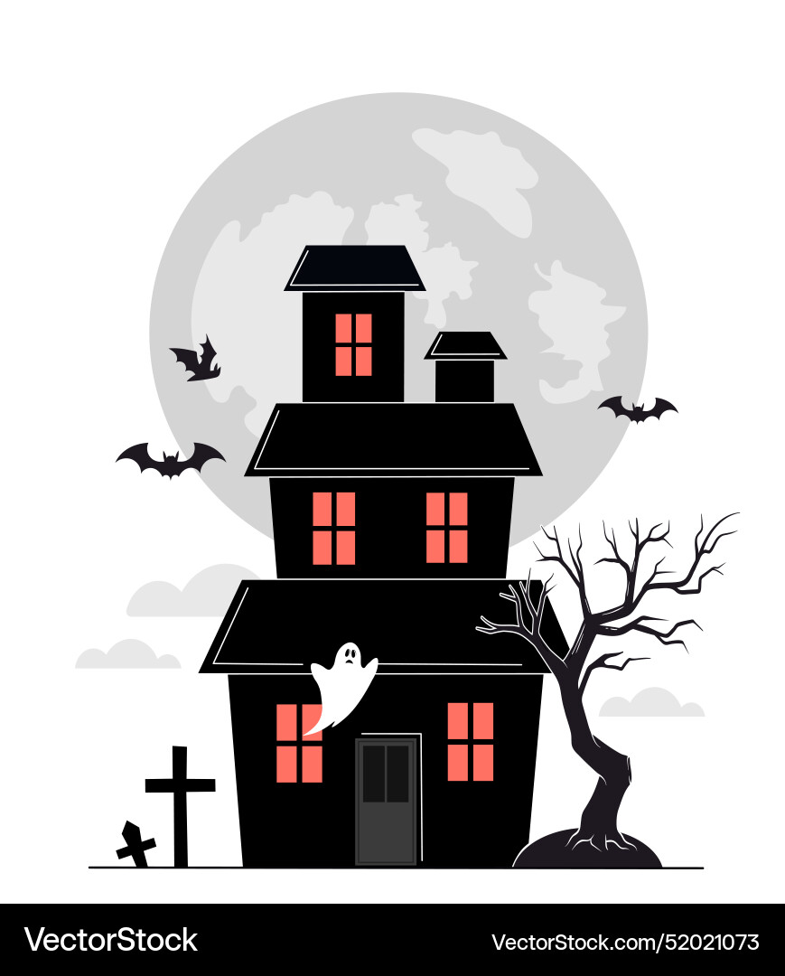 Haunted house concept silhouette of ancient Vector Image
