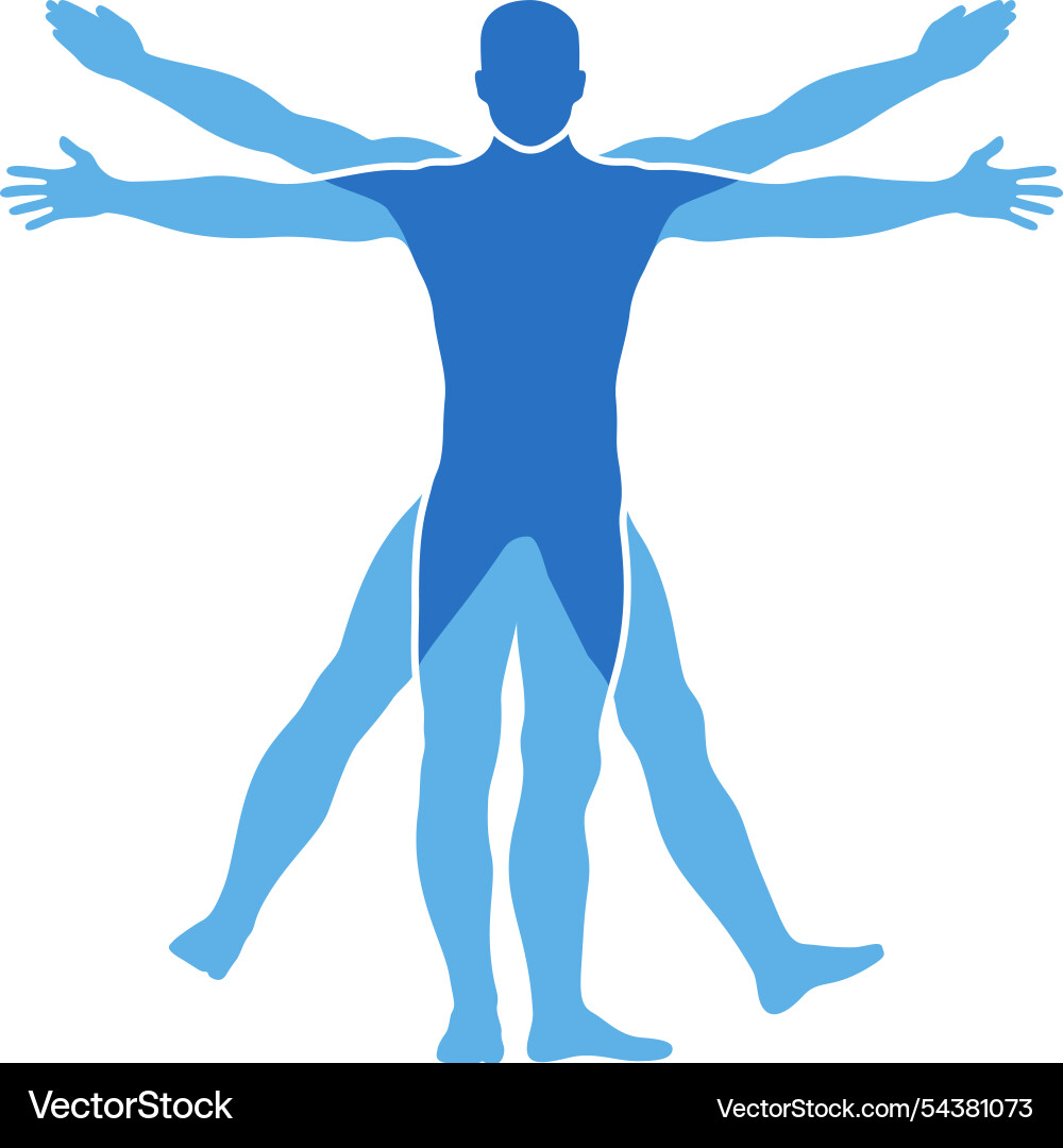 Körper blau symbol vitruvian man silhouette Vektorbild
