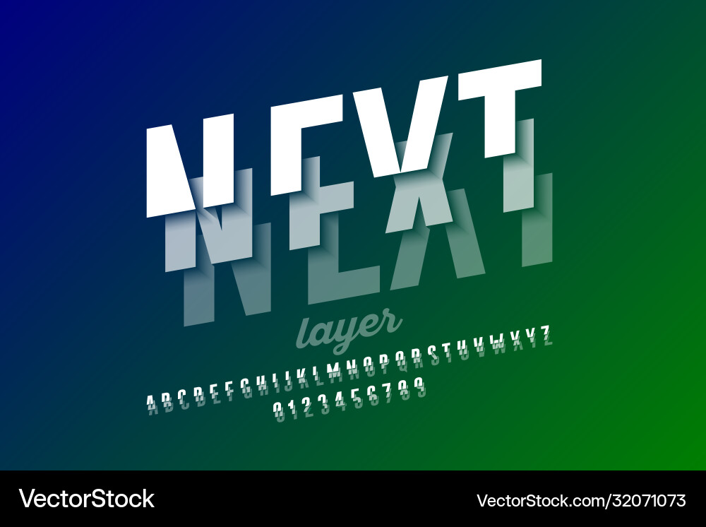 Layered font alphabet Royalty Free Vector Image