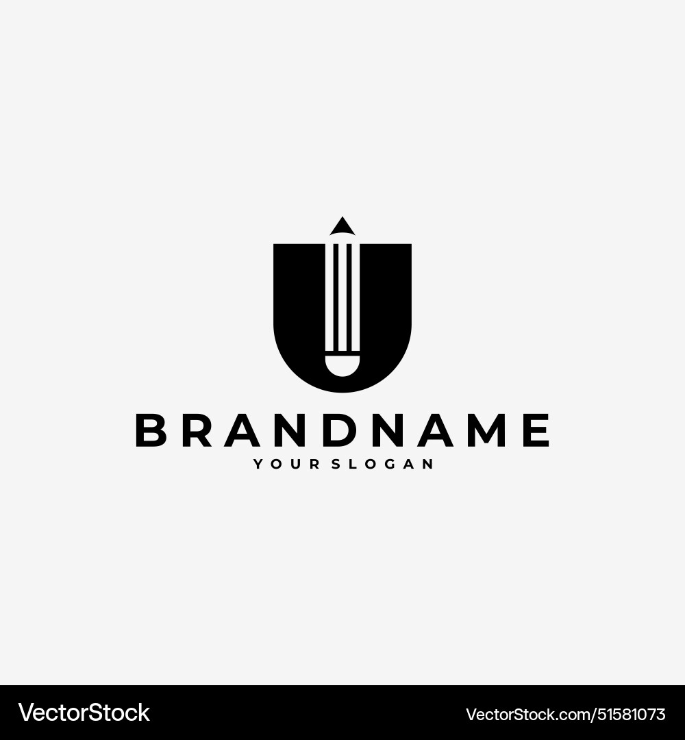 Letter u initial pencil logo icon Royalty Free Vector Image