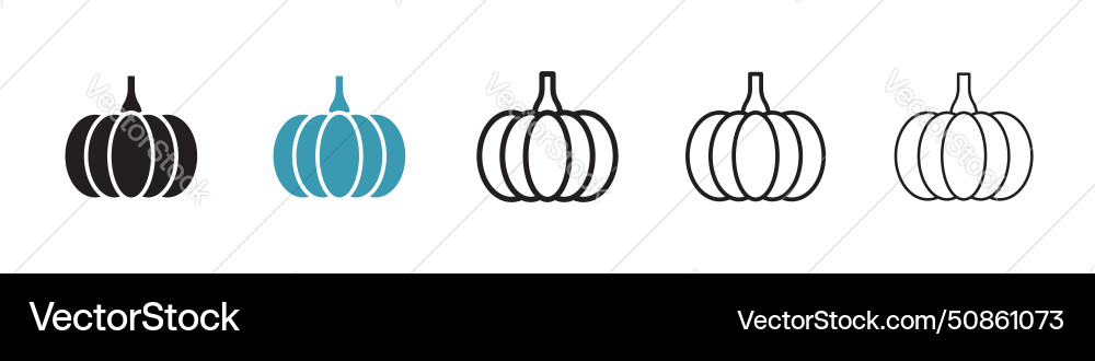 Pumpkin icon set halloween horror symbol Vector Image