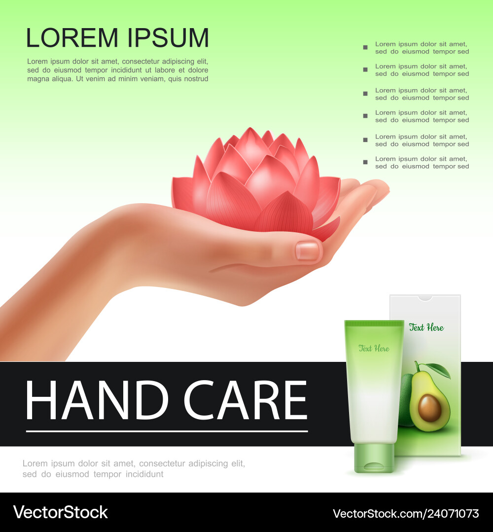 Realistic hand care template Royalty Free Vector Image