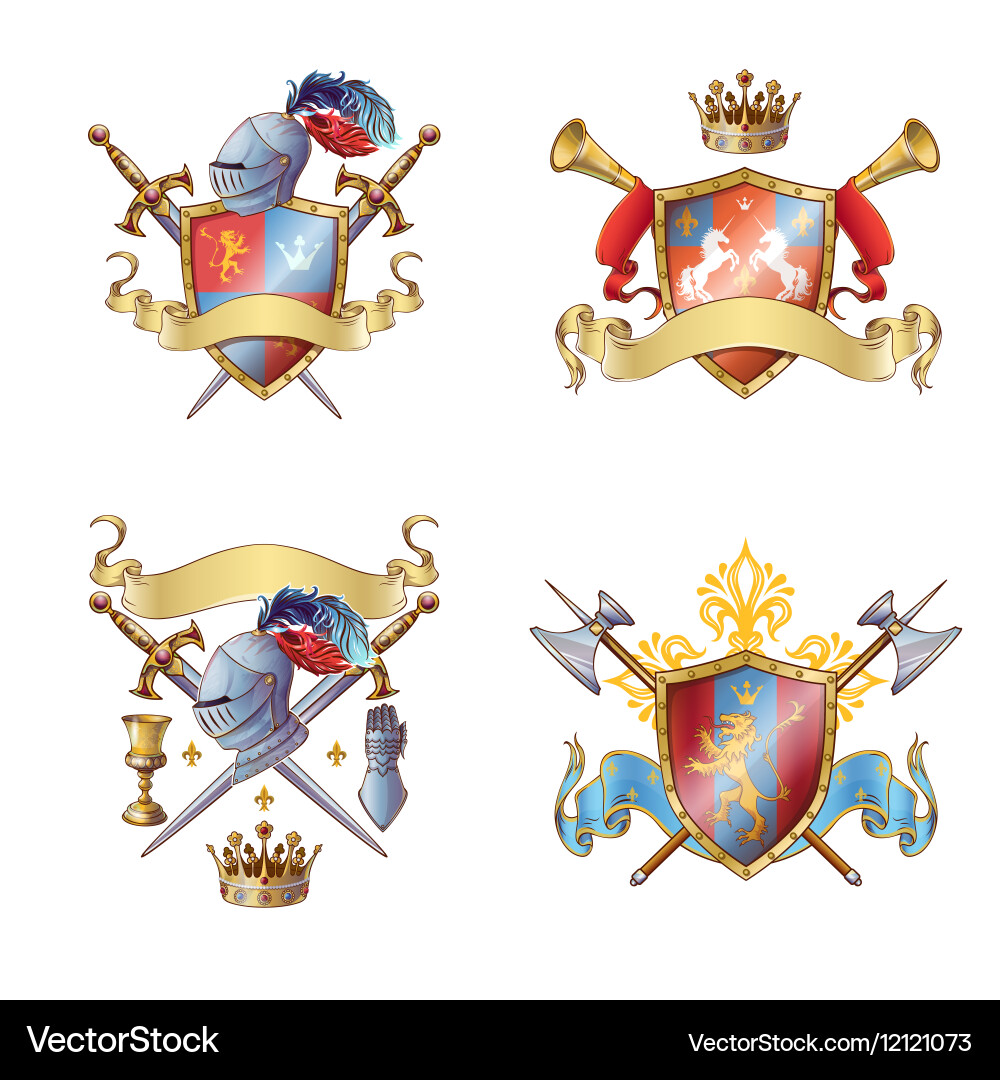 Ritter bunte Embleme Lizenzfreies Vektorbild