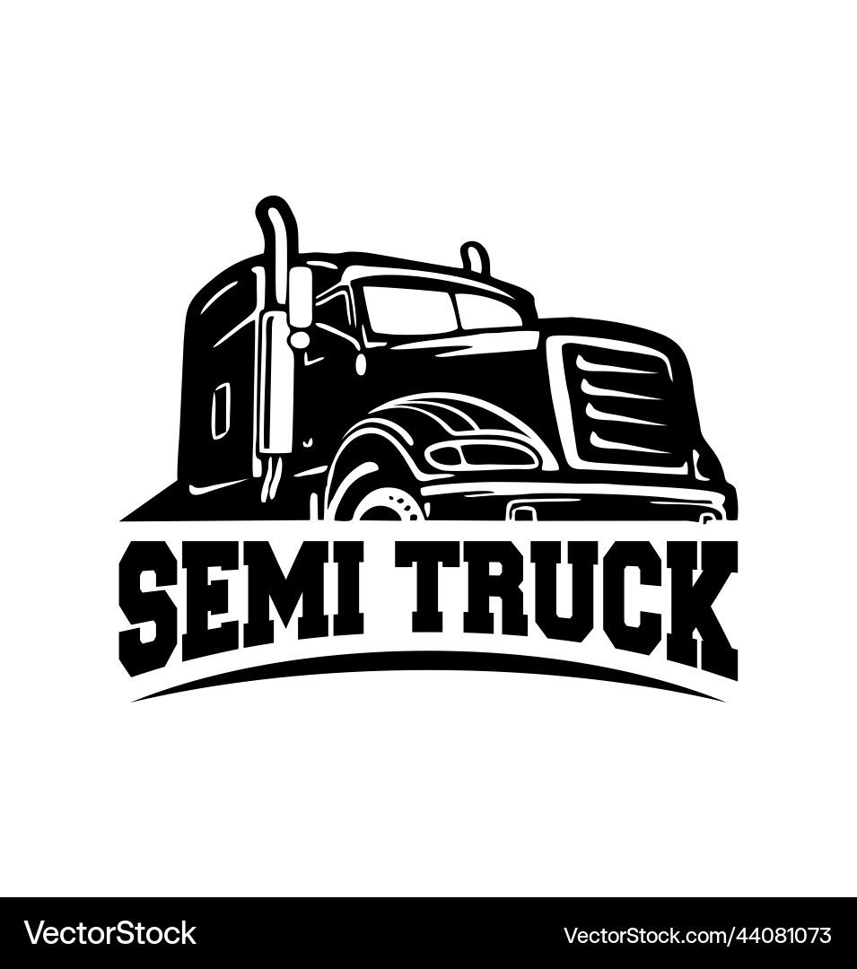 Semi truck logo cargo delivery service Royalty Free Vector