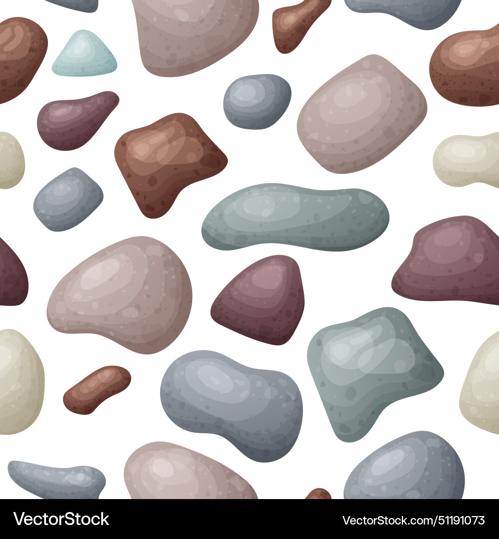 Smooth pebble stone seamless pattern gravel Vector Image
