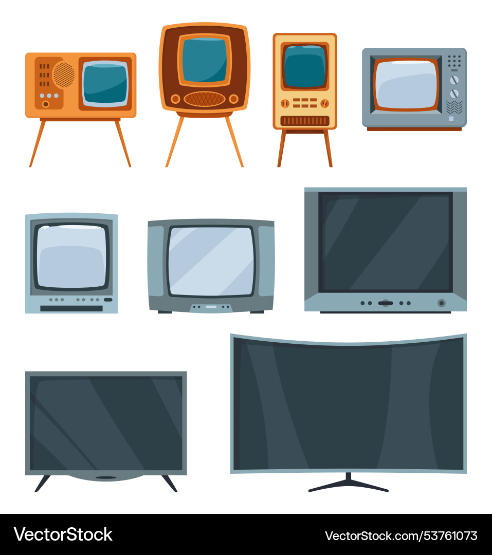 Tv set evolution communication system progress Vector Image