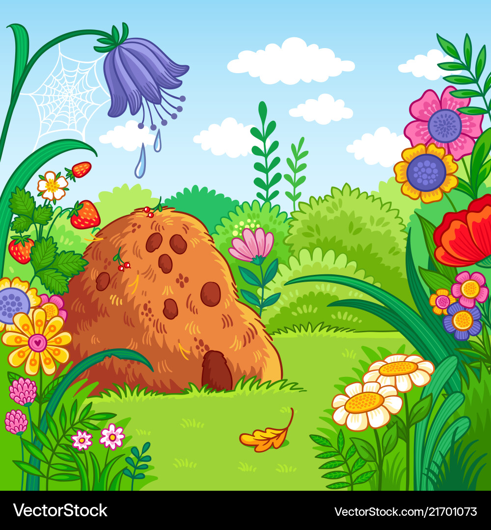 With an anthill and plants Royalty Free Vector Image